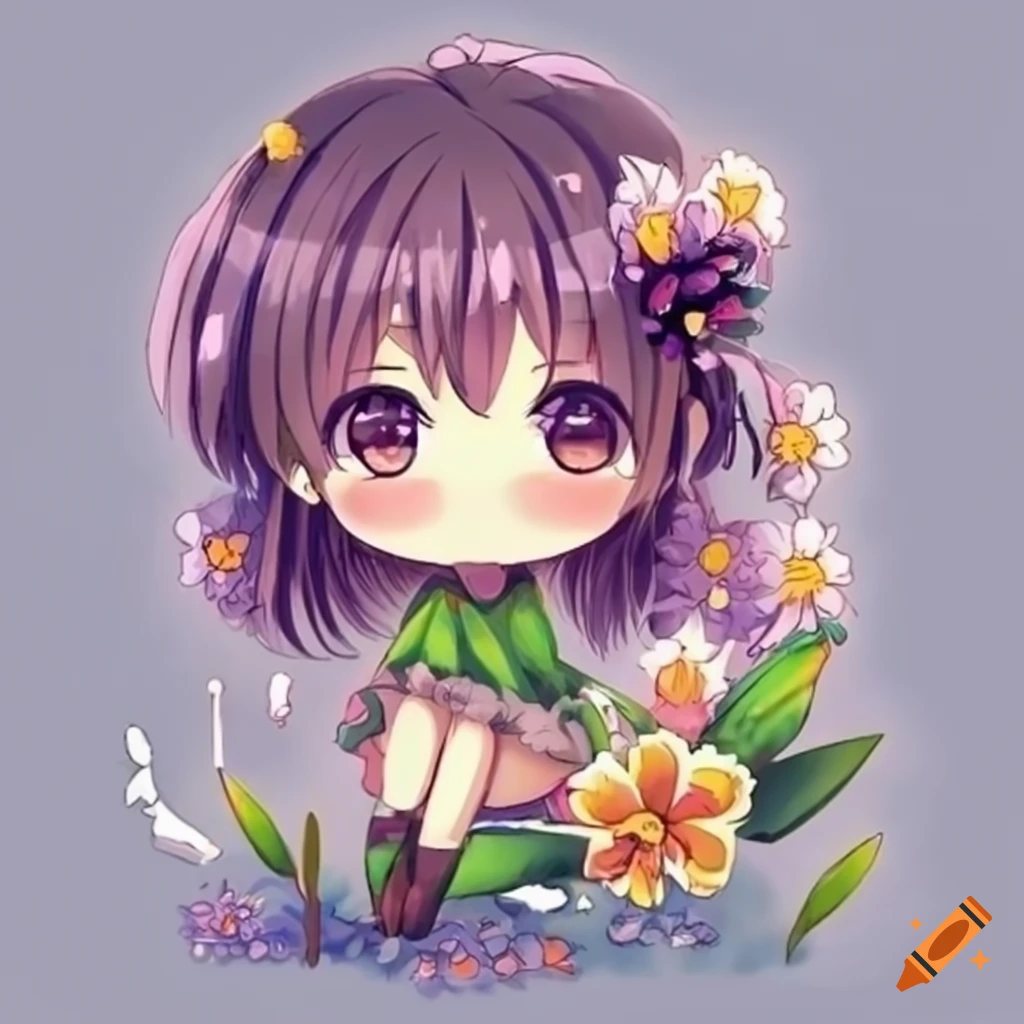 Anime chibi spring flowers on Craiyon