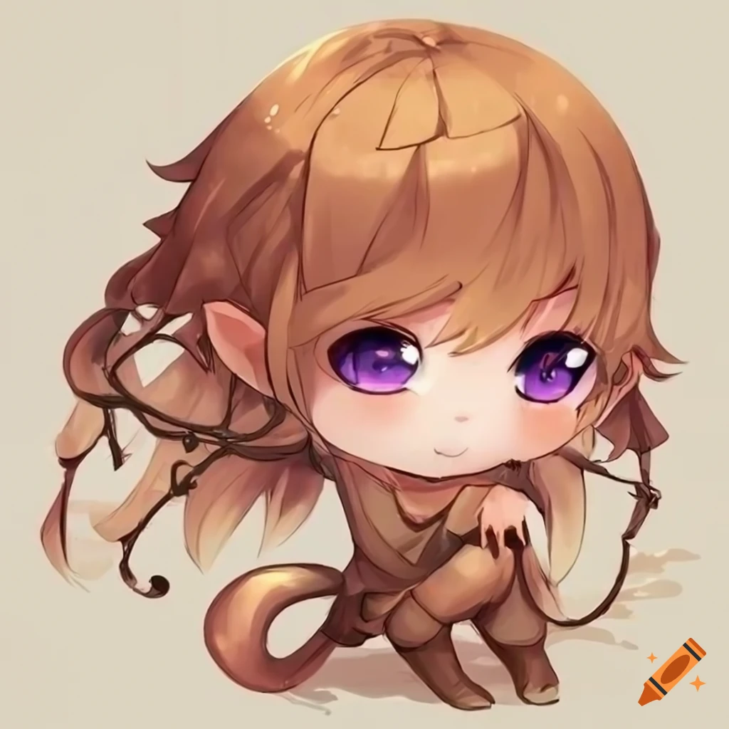 Anime chibi creature in a woodland setting on Craiyon