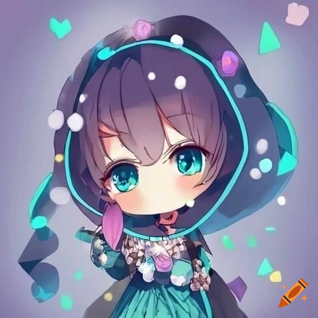 Chibi anime crystal character in a cute style on Craiyon