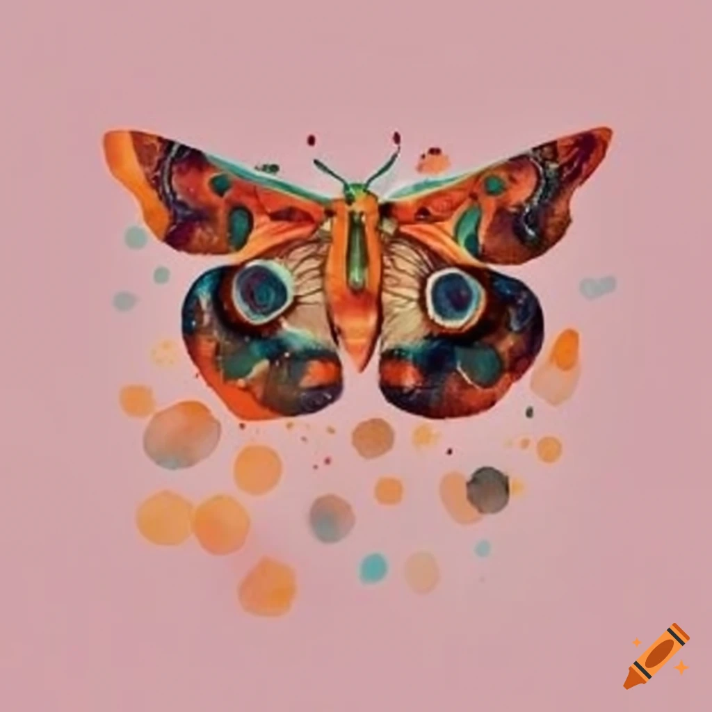 Retro moth design in abstract ink style on Craiyon