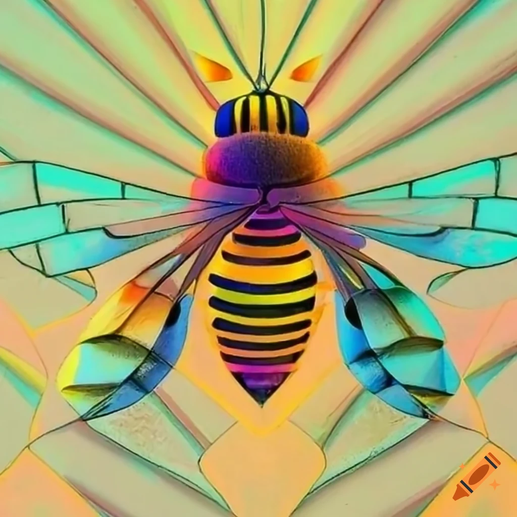 Bee made of simple geometric shapes on Craiyon