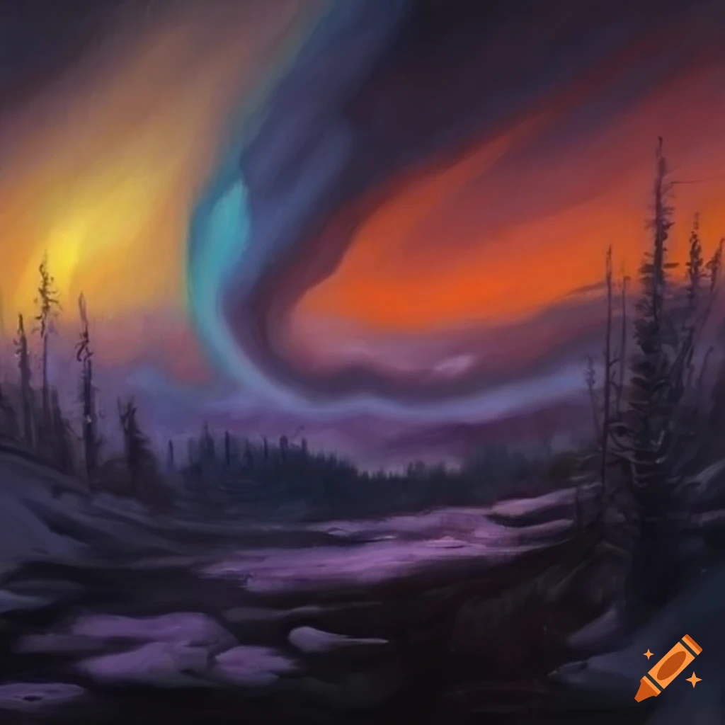 Oil painting of desolate void tundra on Craiyon