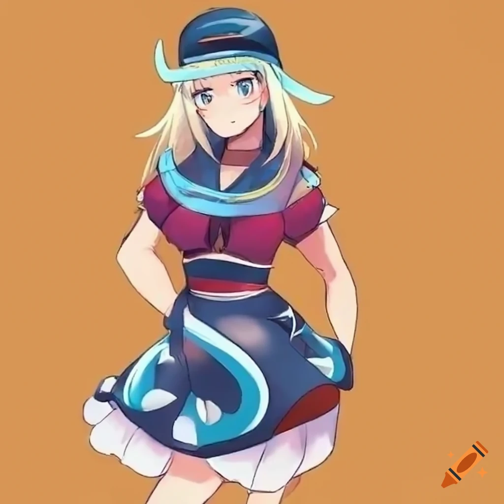 Waifu original character in a summer Pokemon outfit on Craiyon