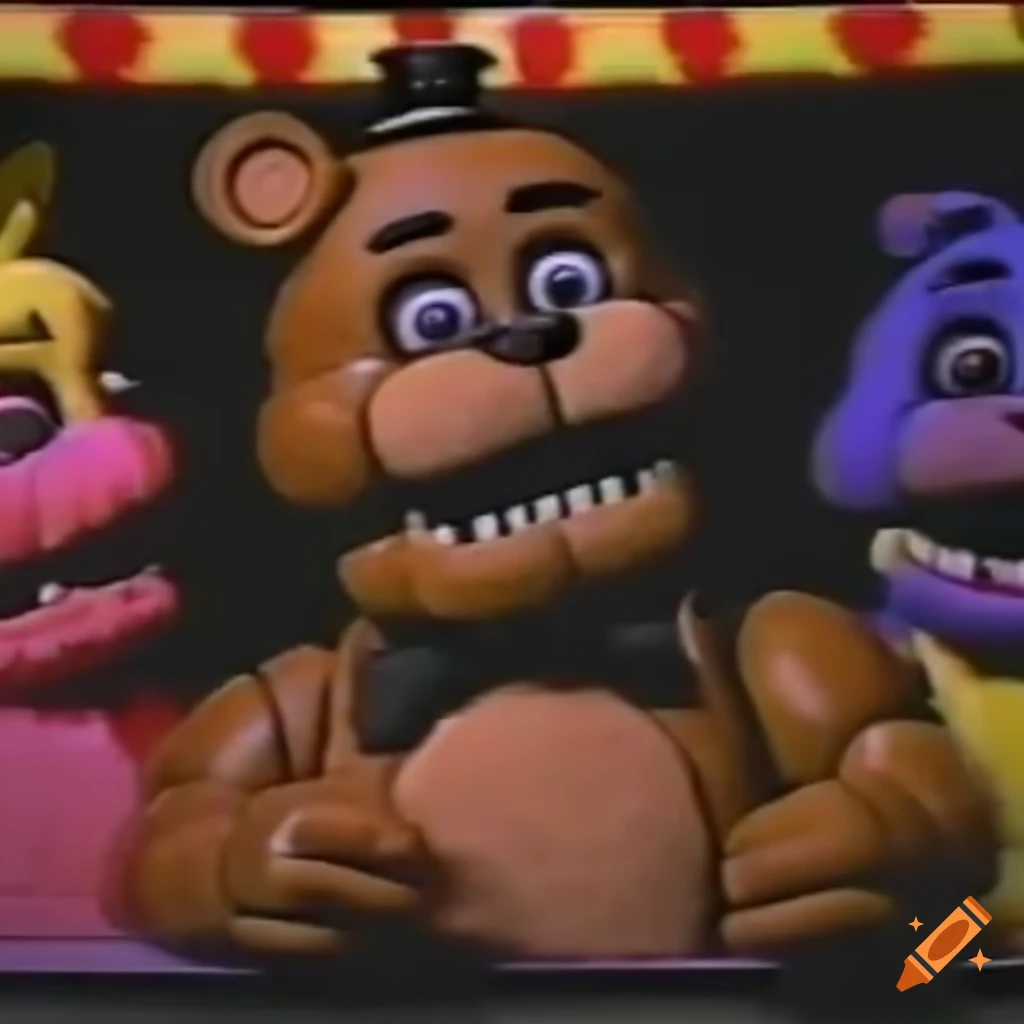 1980s VHS footage of Freddy Fazbear's Pizzeria with animatronic ...