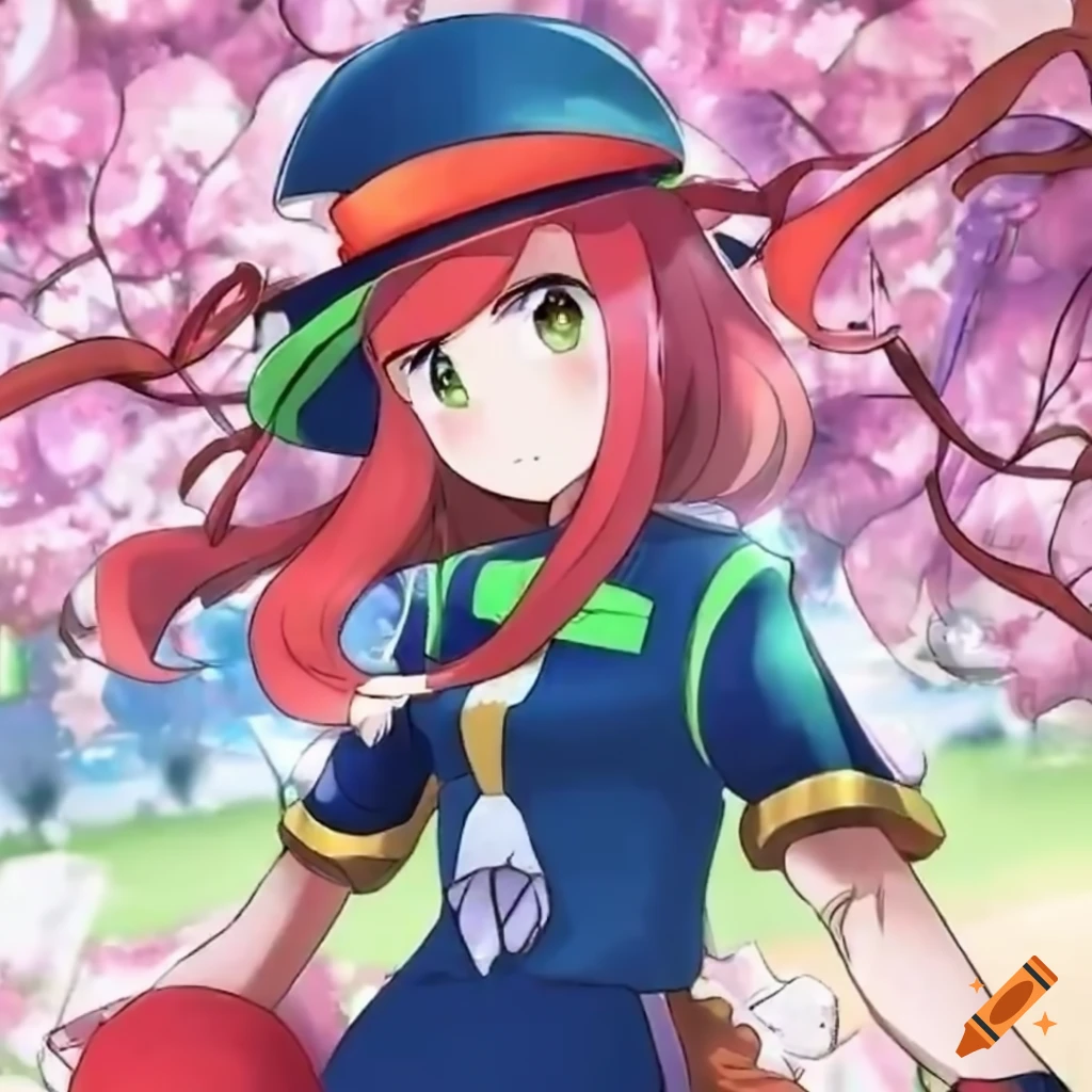 Waifu oc in spring attire from the pokémon series on Craiyon