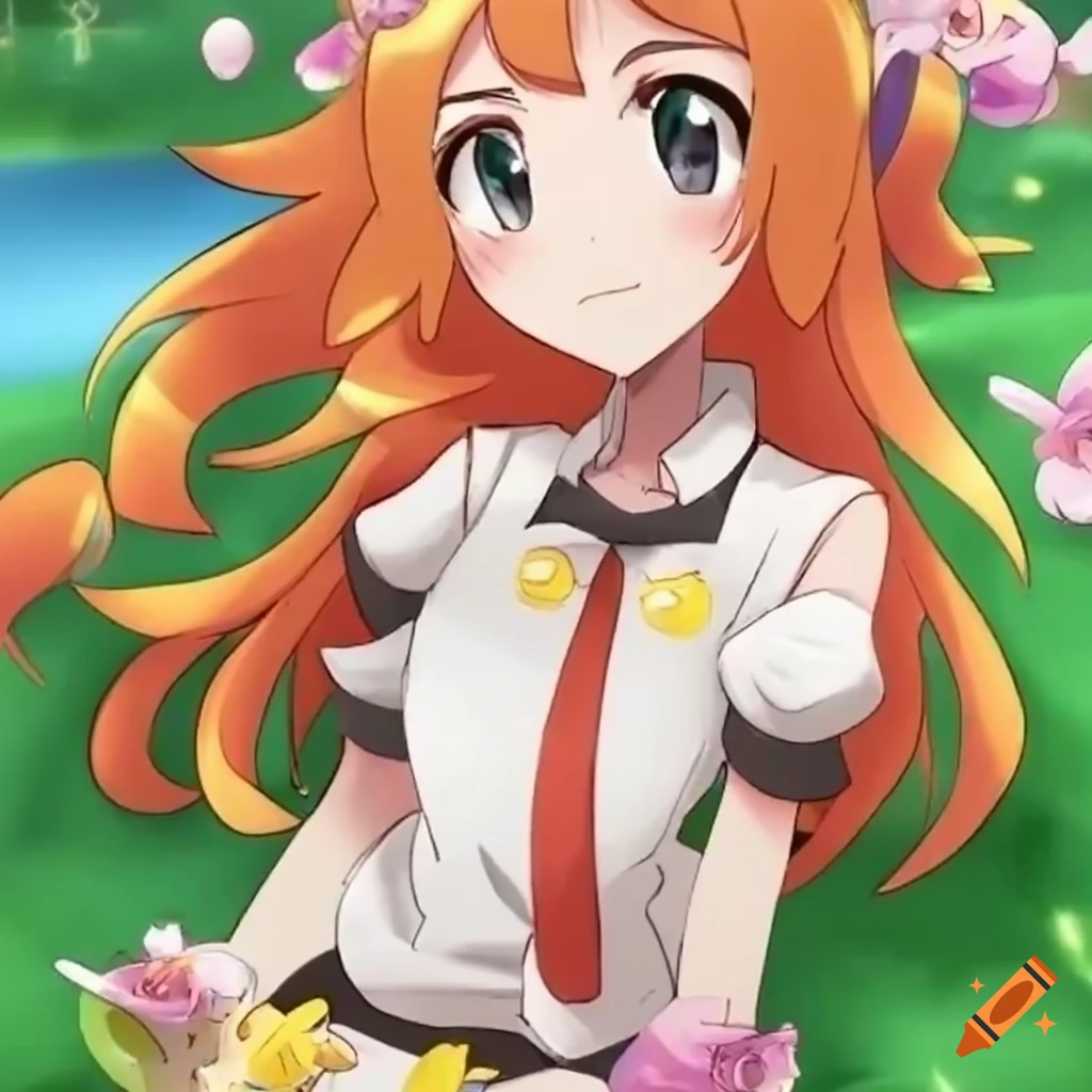 Waifu OC from the Pokémon series in spring attire on Craiyon