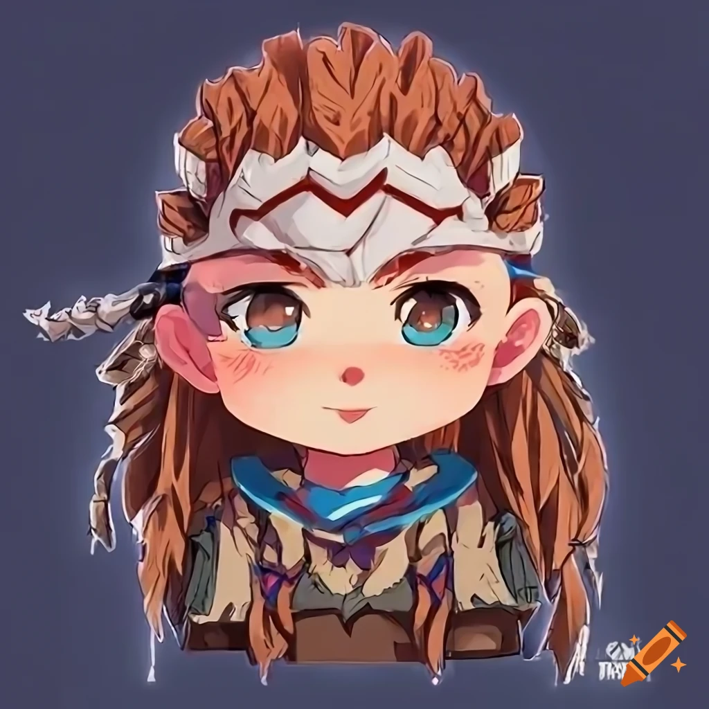 Anime chibi version of aloy from horizon zero dawn on Craiyon