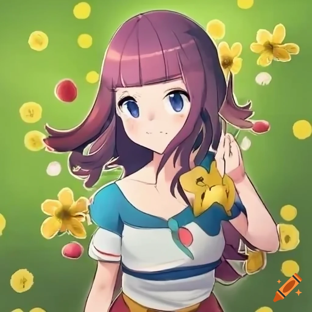 Waifu oc from the pokémon series in spring attire on Craiyon
