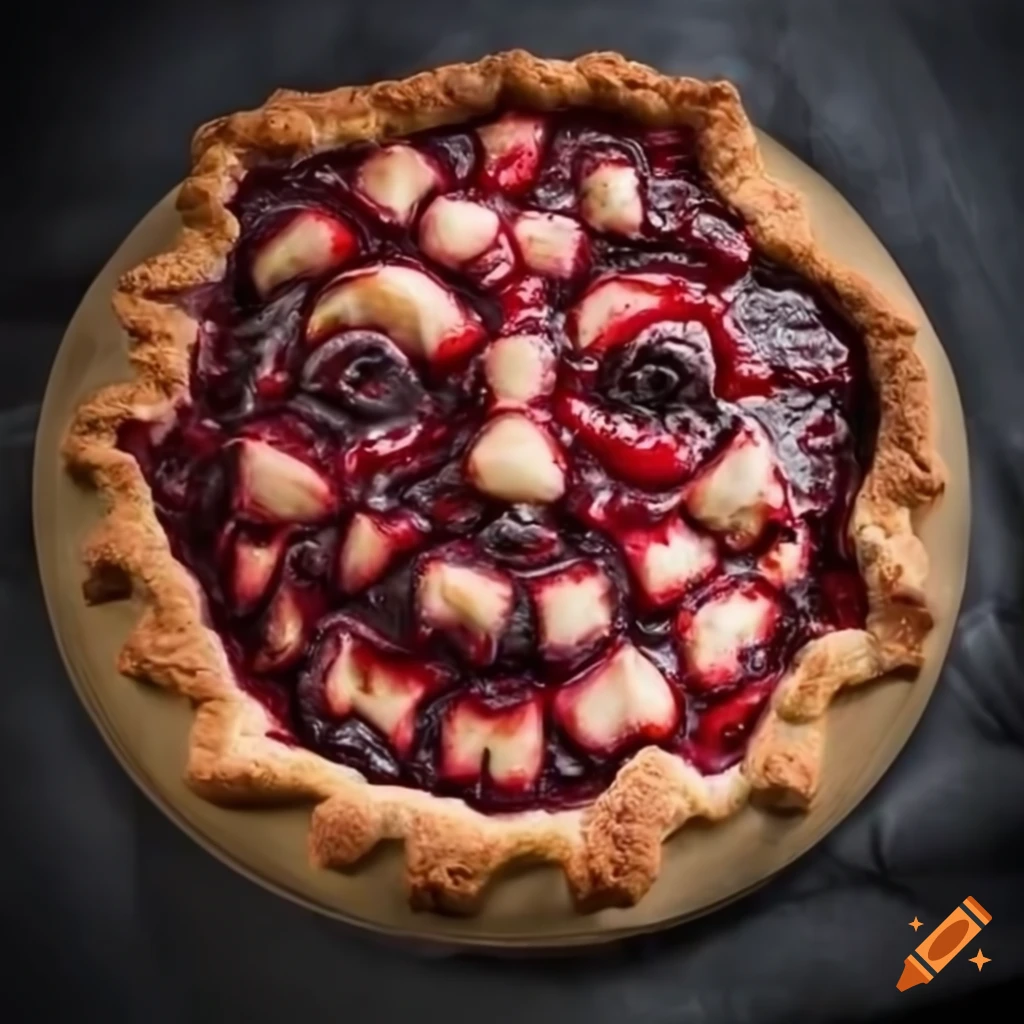 Sinister face berry pie with bloody details on Craiyon