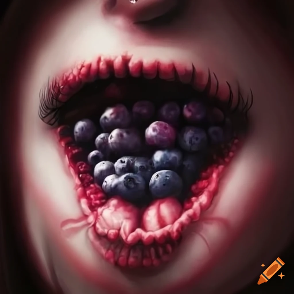Sinister berry pie with piercing eyes in a hyper realistic style on Craiyon