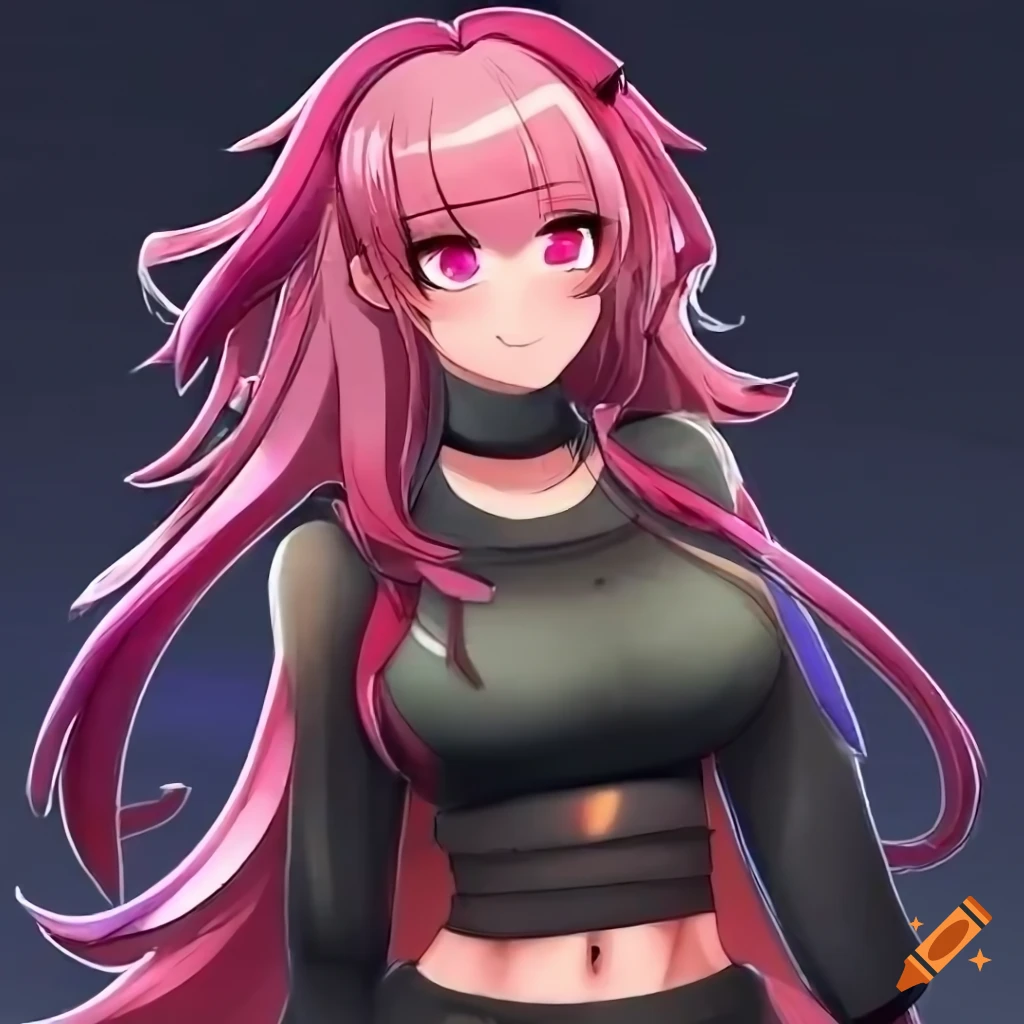 A computer hacker waifu OC preparing for a heist on Craiyon