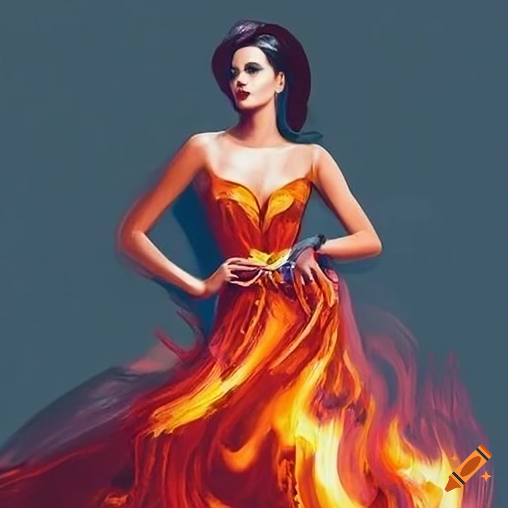 Fire dress with perfect composition on Craiyon