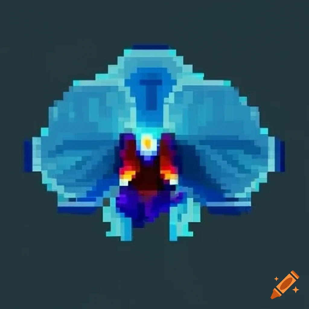 Pixel art blue orchid on Craiyon