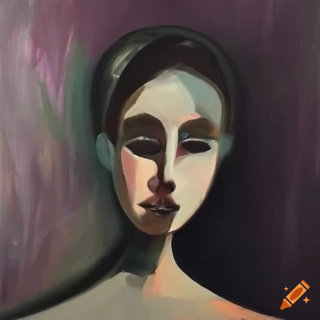 Abstract oil painting representing the four stages of the women's cycle ...