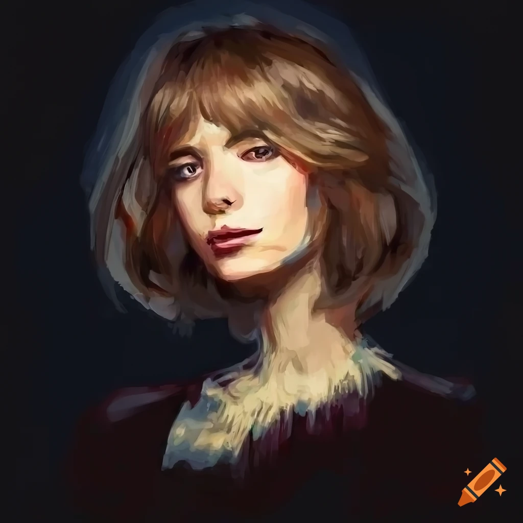 Portrait study of a noble lady with a layered bob hairstyle and seductive smile on Craiyon