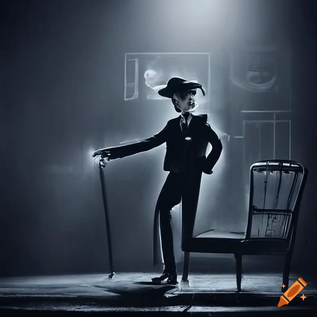 Film noir cartoon character investigating a corporate crime in a city ...