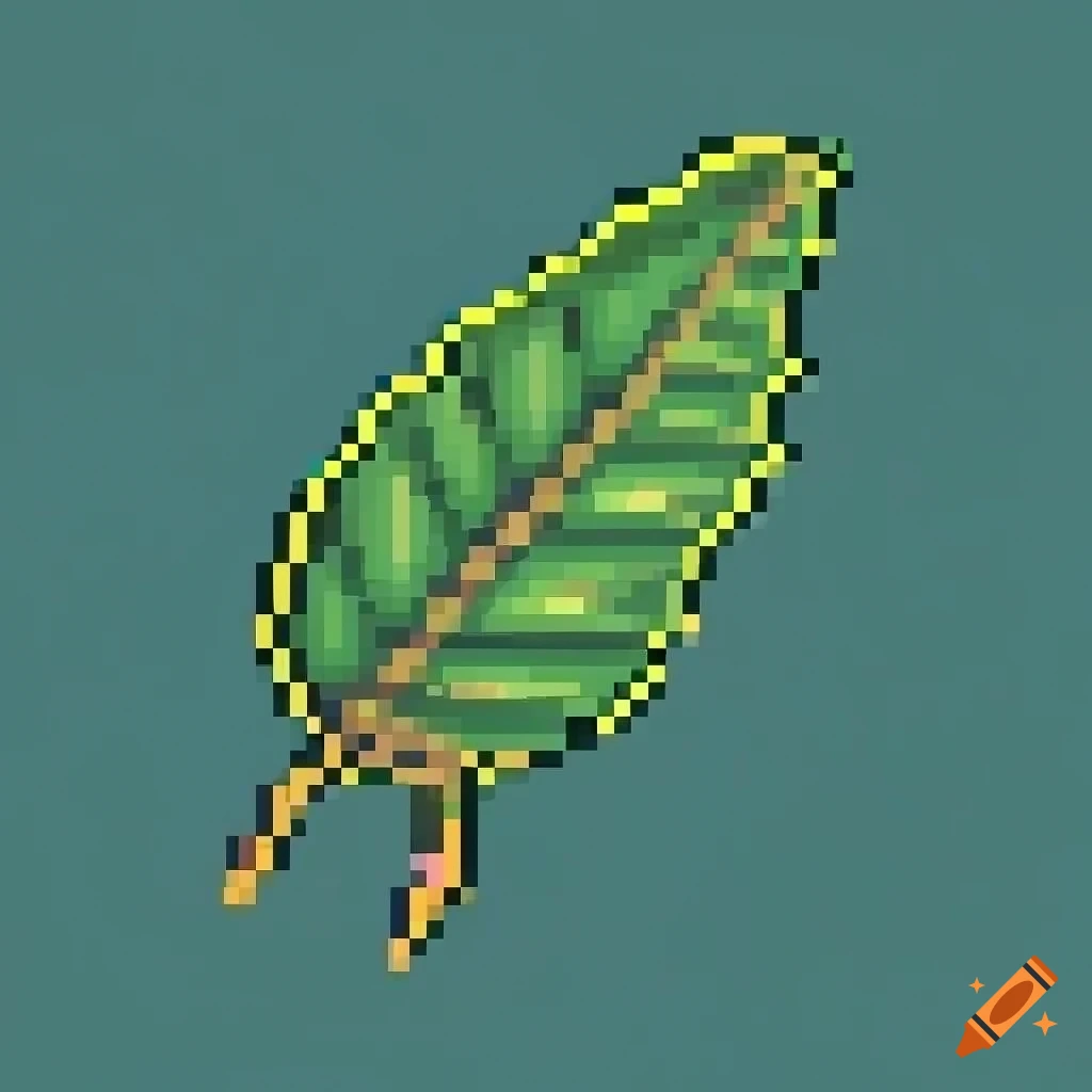 Detailed pixel art of jagged long leaves on Craiyon