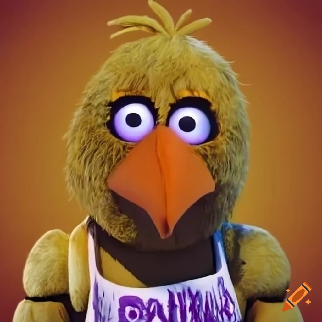 Big bird from sesame street merged with chica from fnaf on Craiyon