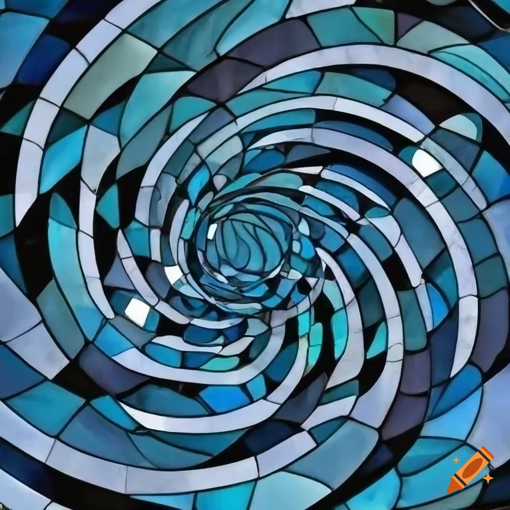 Abstract stained glass pattern with interconnecting white circles on ...