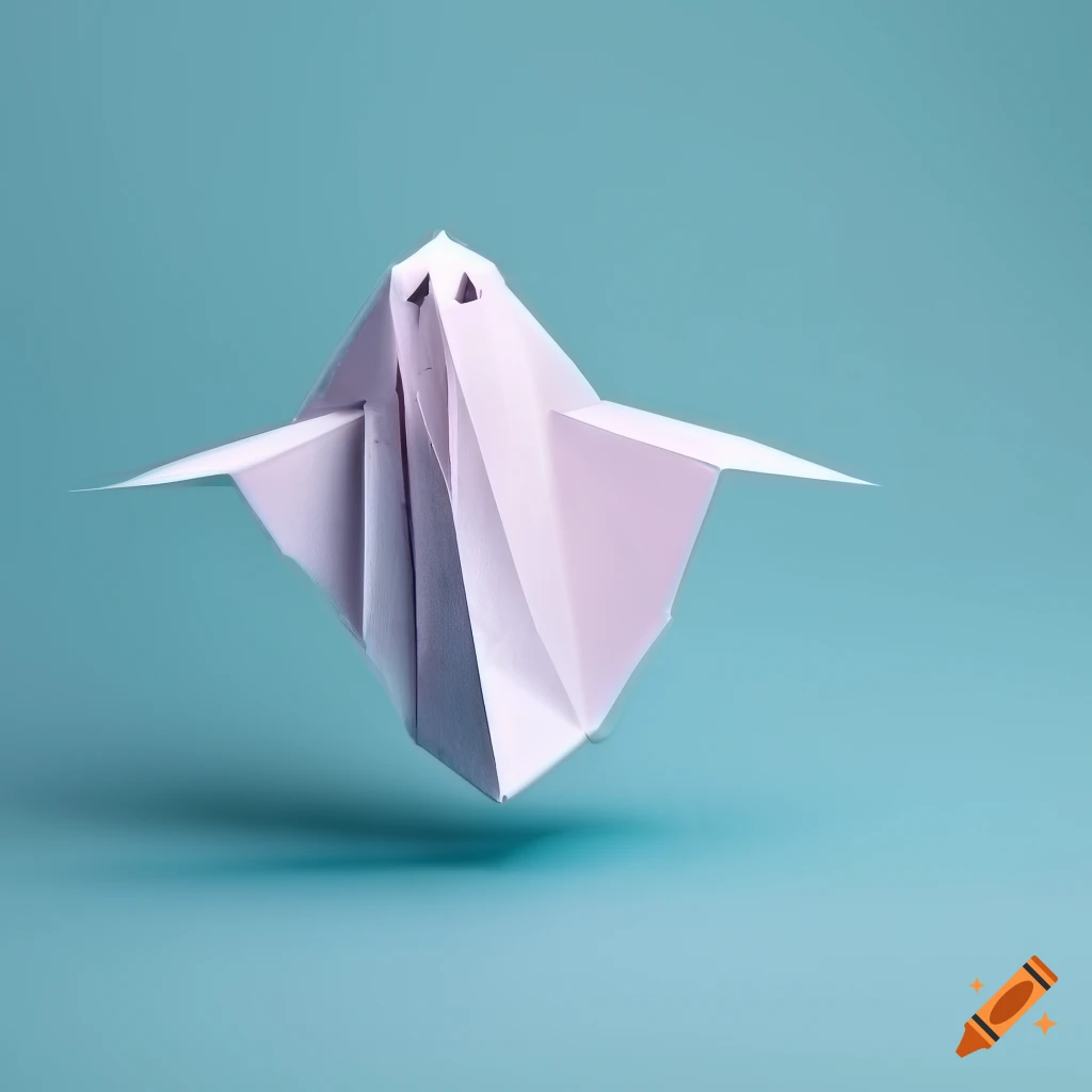 Paper ghost origami in a product photo on Craiyon