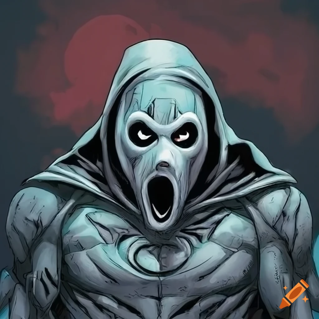 Moon knight mixed with ghostface scream mashup on Craiyon
