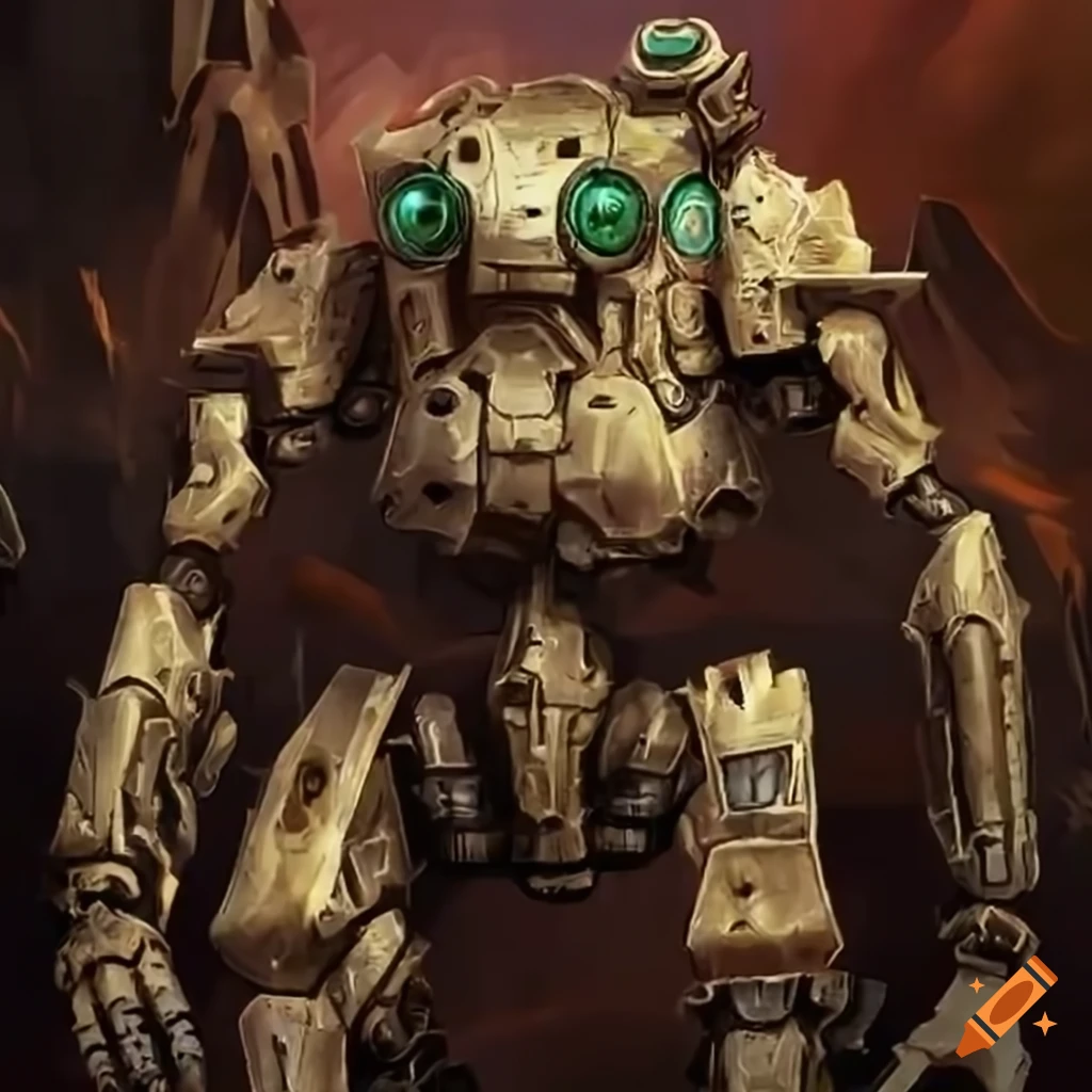 Eldritch nuclear-equipped mech with bone, flesh, and iron components on ...