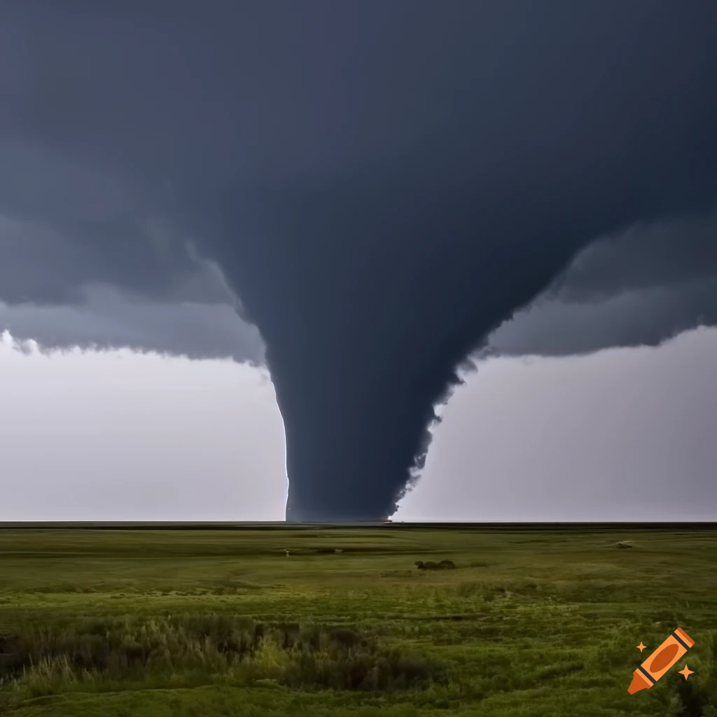Massive mile-wide wedge ef5 tornado striking the plains under a dark ...