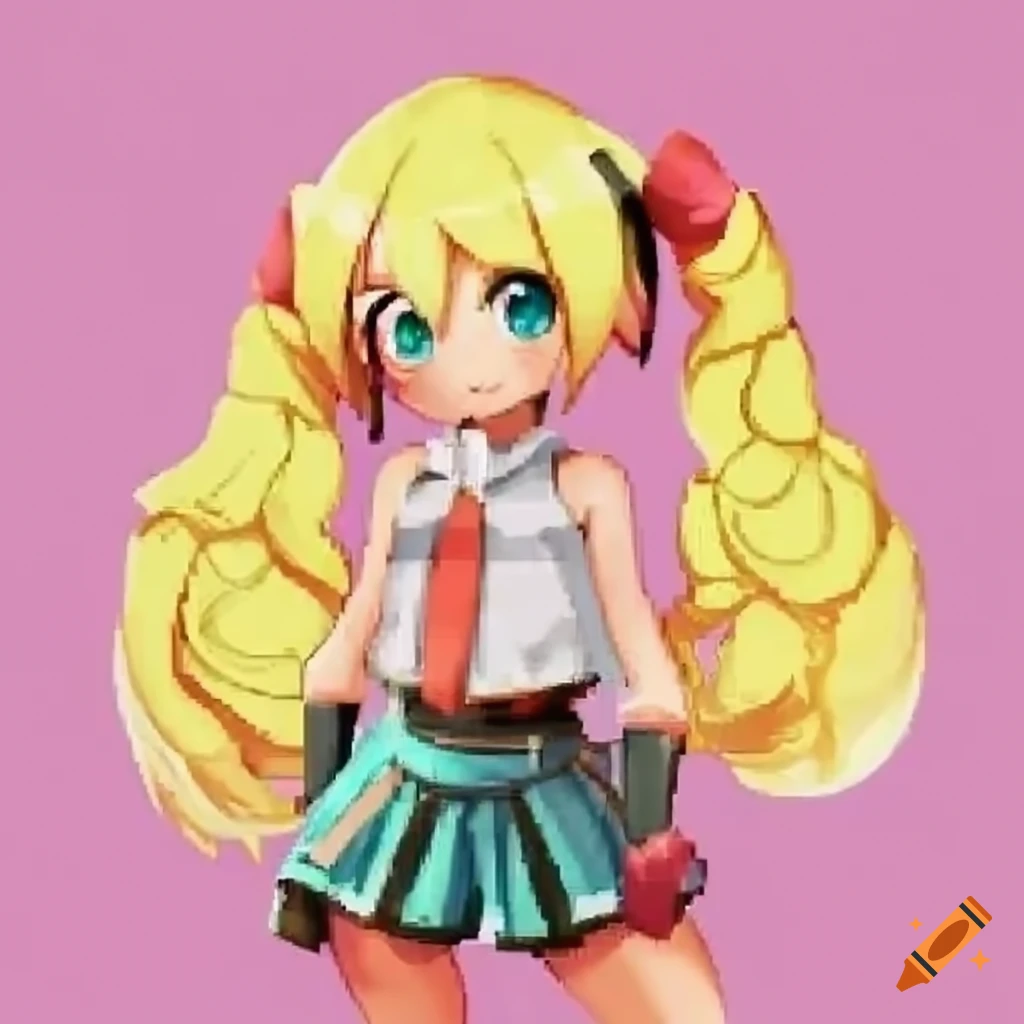 Spritesheet of miku hatsune in pokemon yellow version on Craiyon