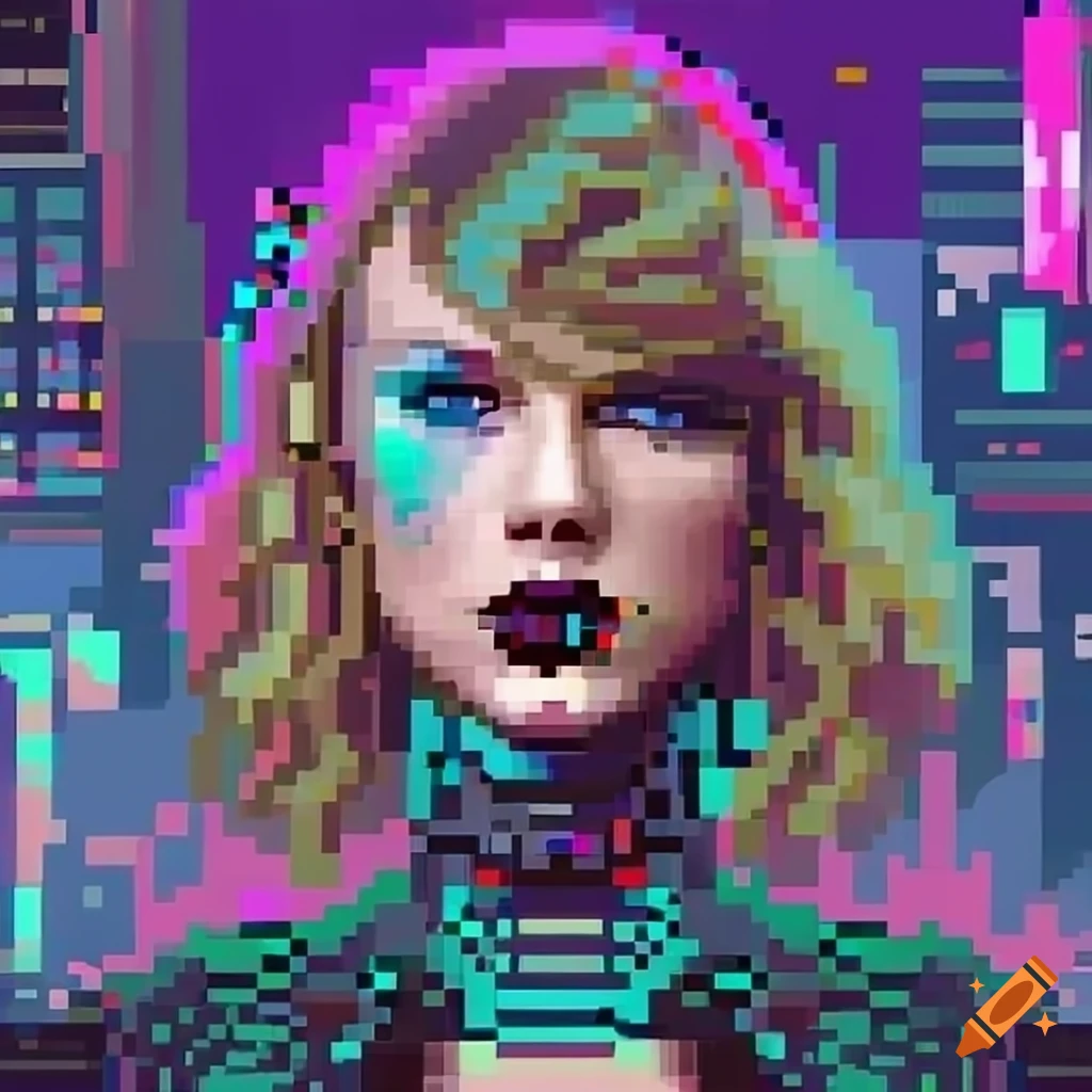 Pixel art portrait of a russian android cyborg girl with a seductive ...