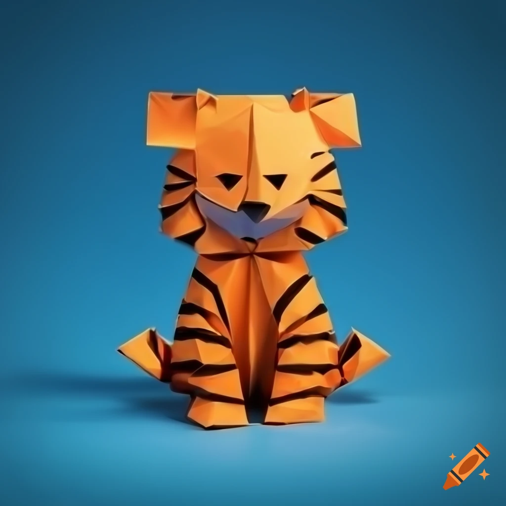 Origami hobbes in high poly with a blue background on Craiyon