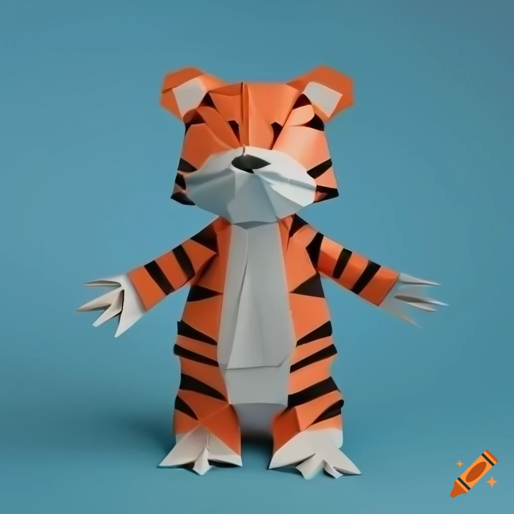 Origami hobbes in high poly style with blue background on Craiyon