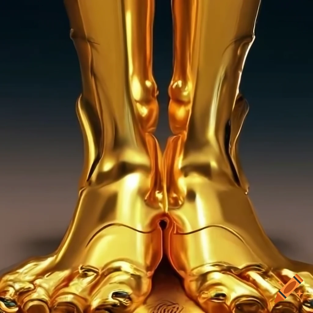 Close up of C3PO's detailed golden feet on Craiyon