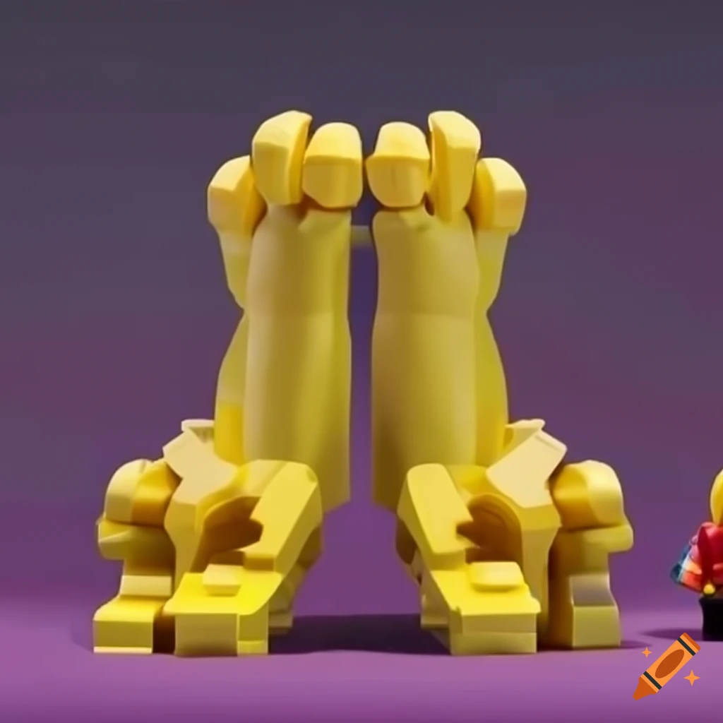 Close-up of large yellow lego ninjago feet on Craiyon