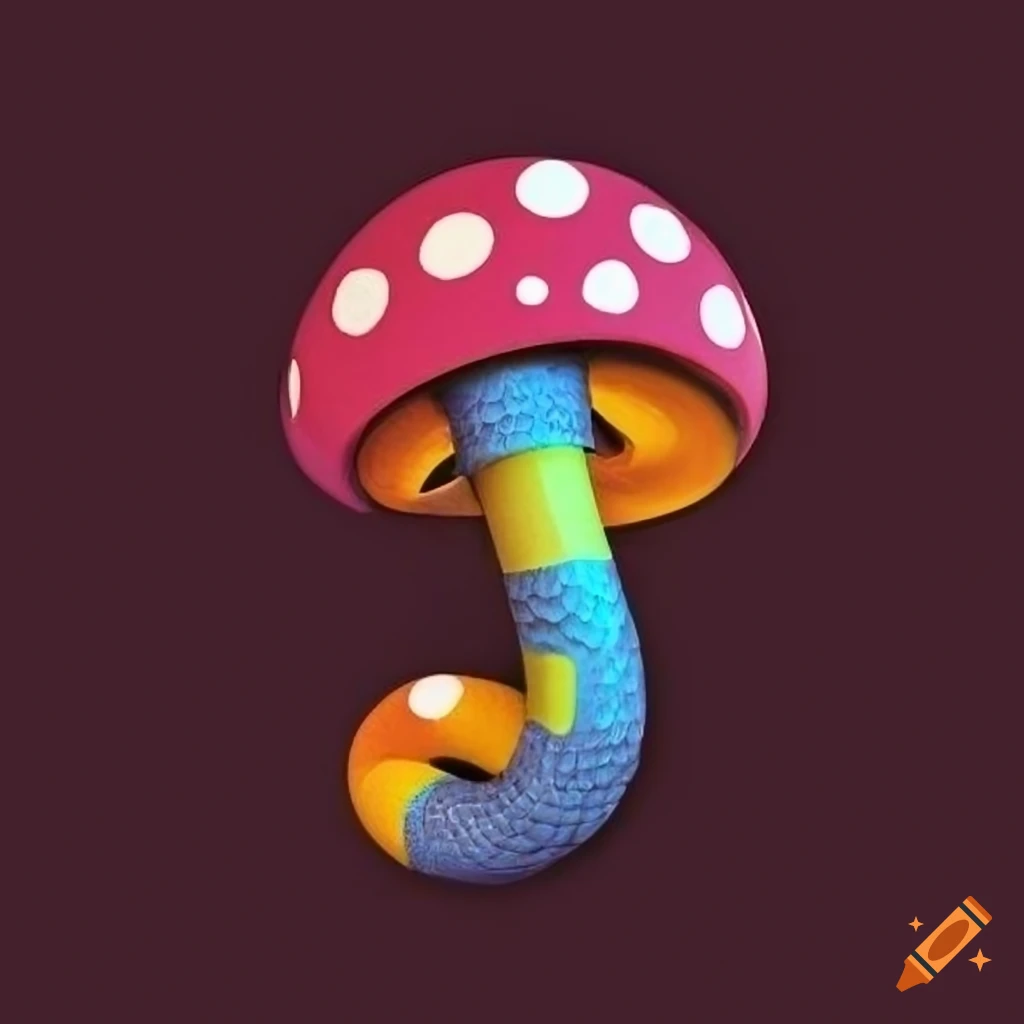 Mushroom-snake with six heads in a pop art style on Craiyon