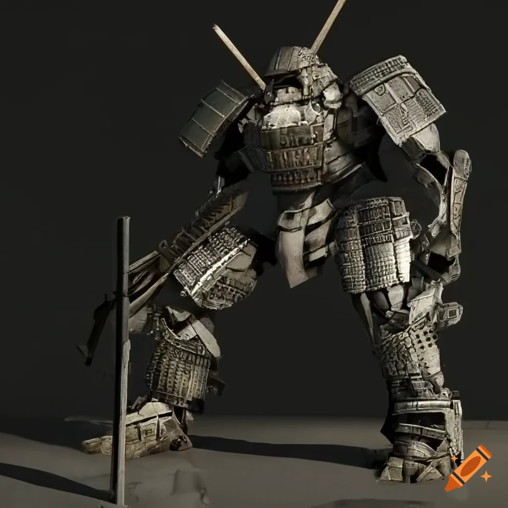 Armored core in samurai armor structure on Craiyon