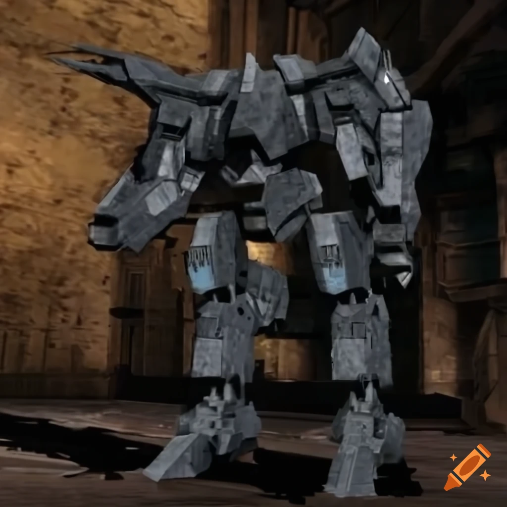 Armored core reimagined as a castle-building on Craiyon