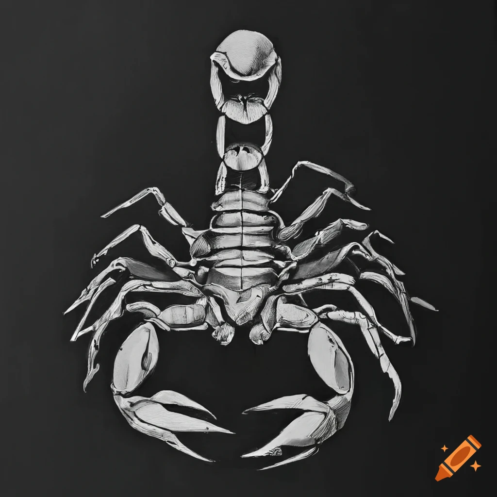Retro ink art of a scorpion in the art deco style on Craiyon