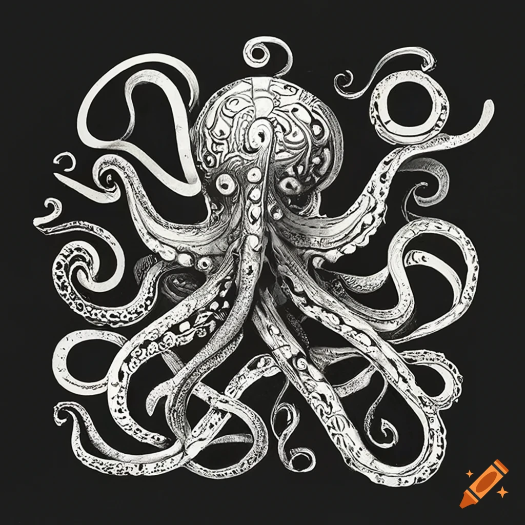 Vintage octopus maori cubic art poster on Craiyon