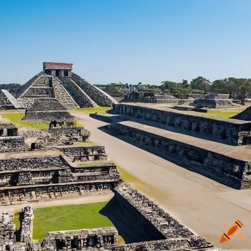 Ancient isolated aztec city with intricate architecture on Craiyon