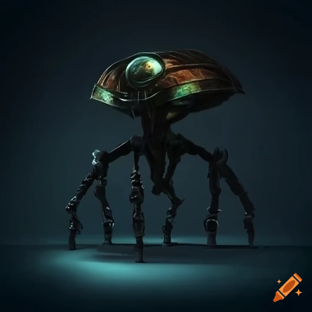 Concept design of war of the worlds alien tripod on Craiyon