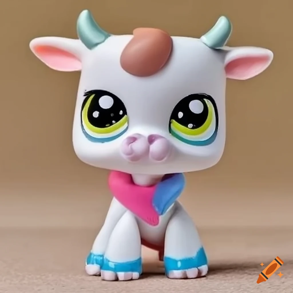 Close-up of detailed new cow Littlest Pet Shop toy on Craiyon