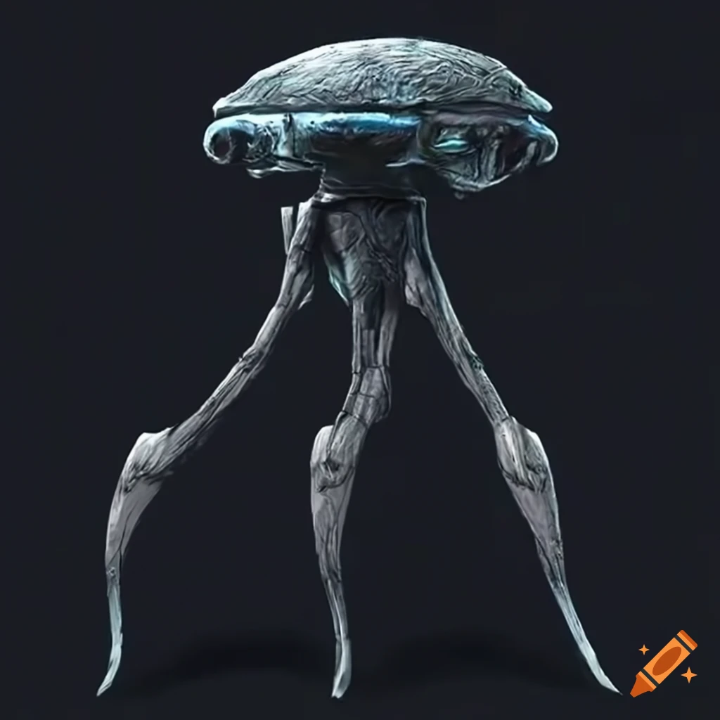 Concept design of a war of the worlds alien tripod on Craiyon