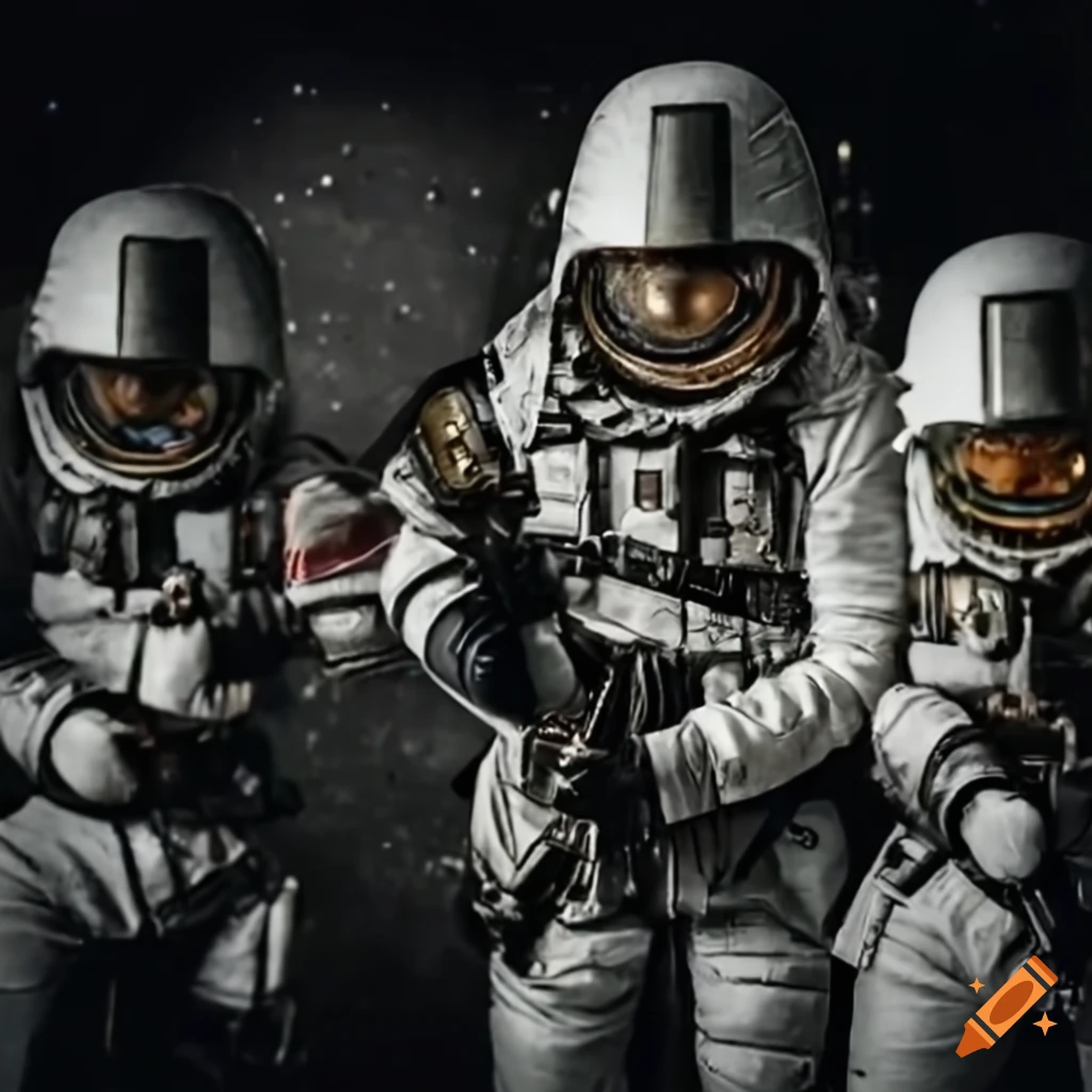 Space soldiers in futuristic armor on Craiyon