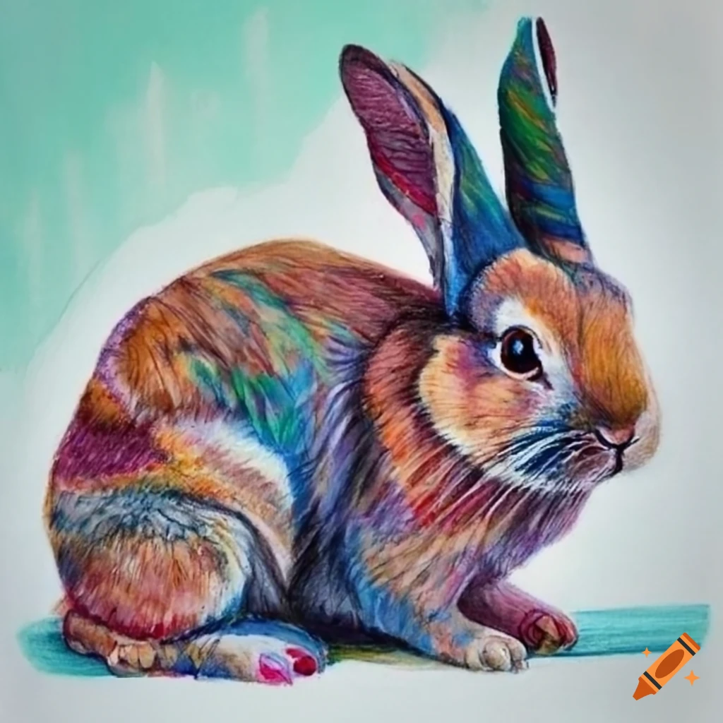 Colored pencil drawing of a bunny on Craiyon