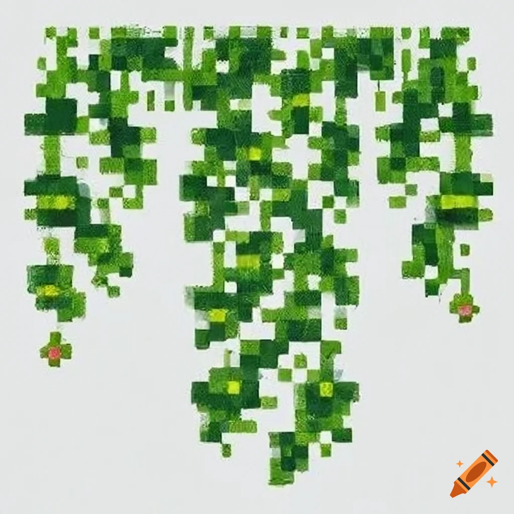 Pixel sprite of a vine with hanging flowers in green on Craiyon