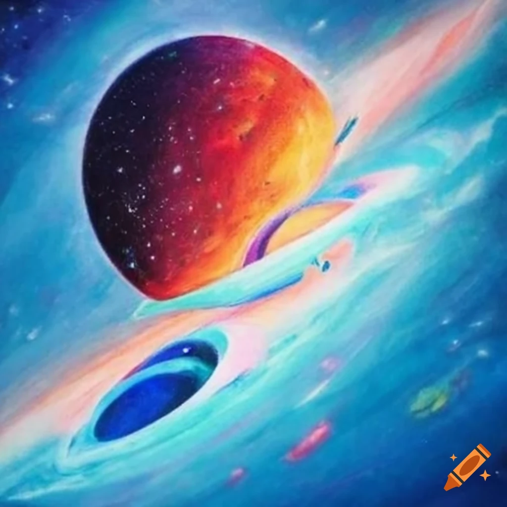 Space colored pencil drawing on Craiyon