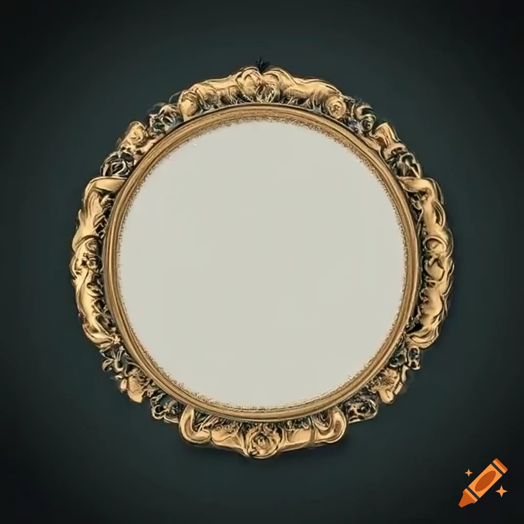 Circular picture frame with decorative border on Craiyon
