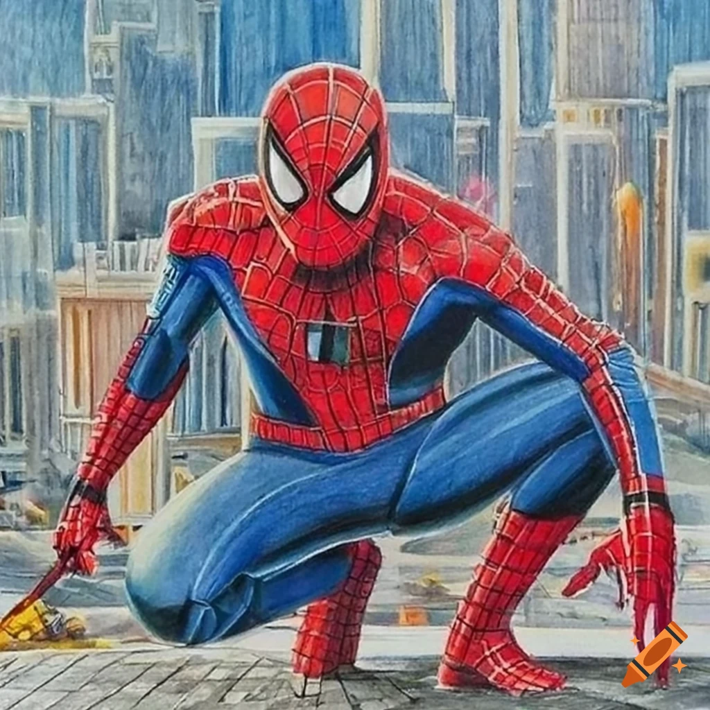 Spiderman Colored Pencil Drawing On Craiyon
