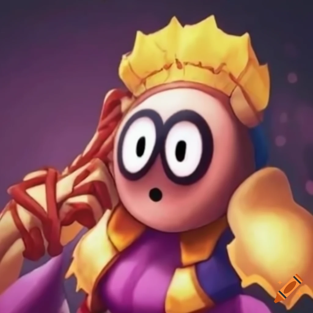 Transformation after using super crown power up in a game scene on Craiyon