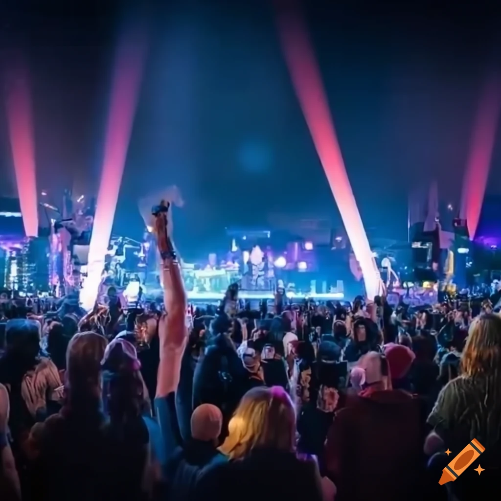 Large concert crowd with colorful lights in Amsterdam, Netherlands on ...